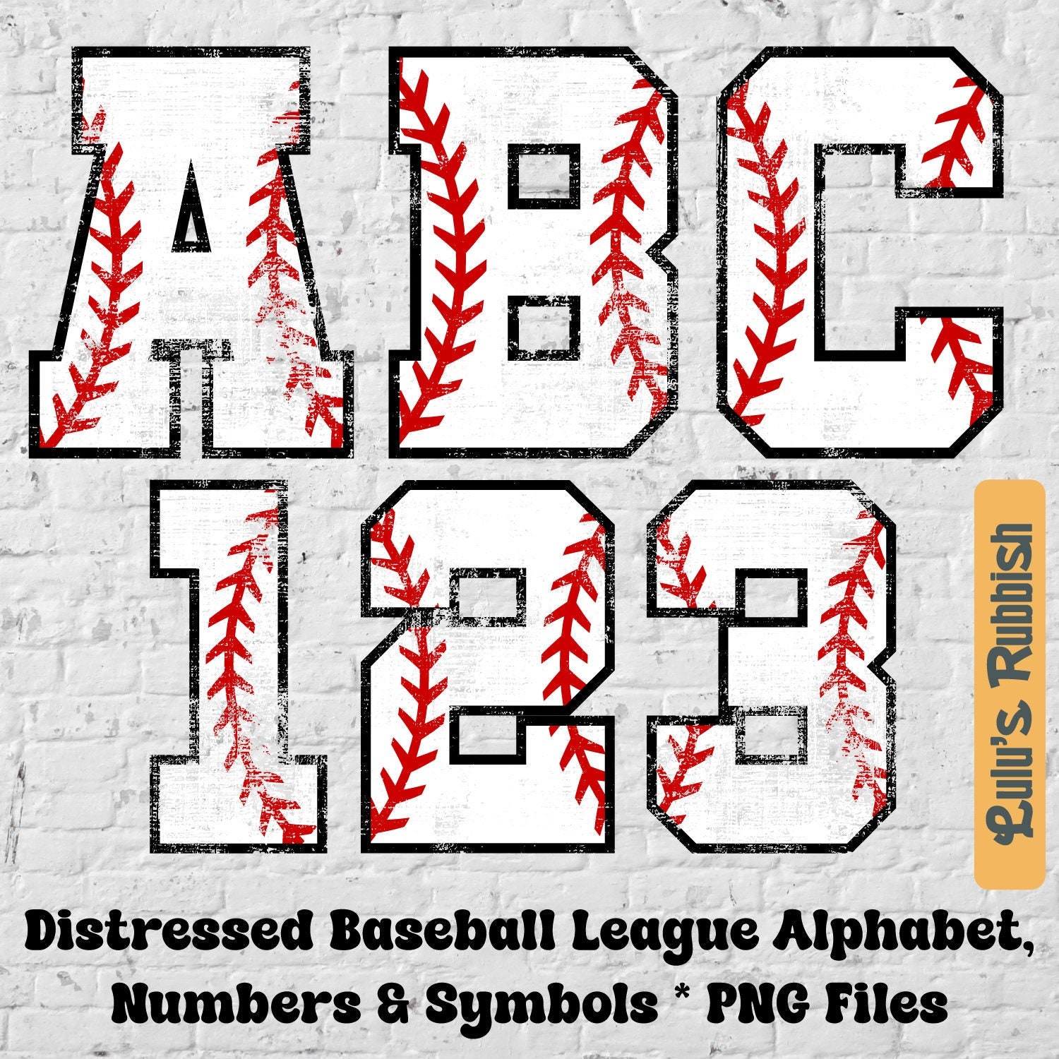 Baseball League Distressed Alphabet Digital Download, Baseball Alphabet ...