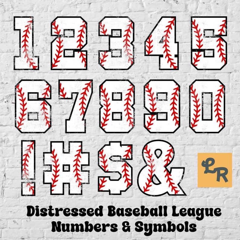 Distressed Baseball Alphabet, Numbers, and Symbols PNG (digital ...
