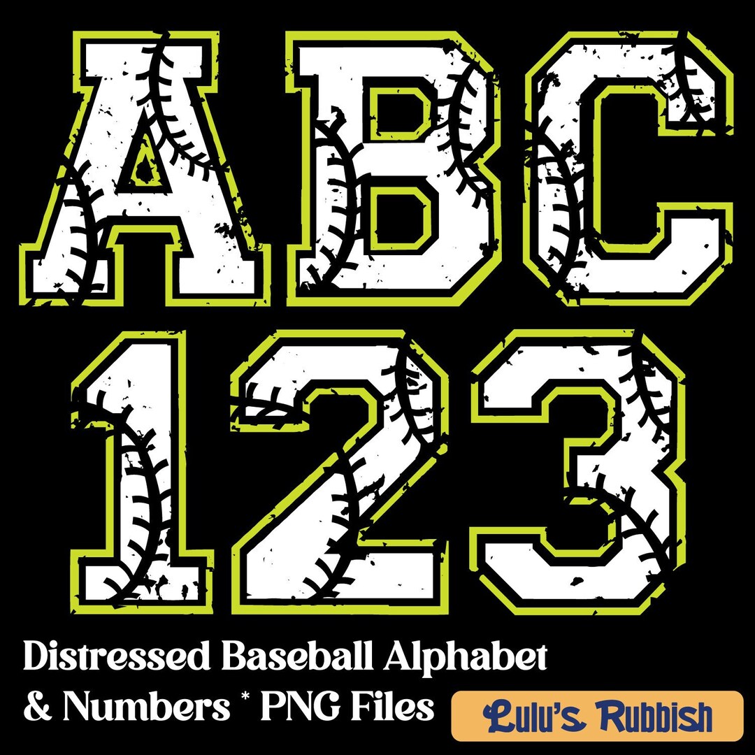 Softball Alphabet Distressed Digital Download, Softball Alphabet PNG ...