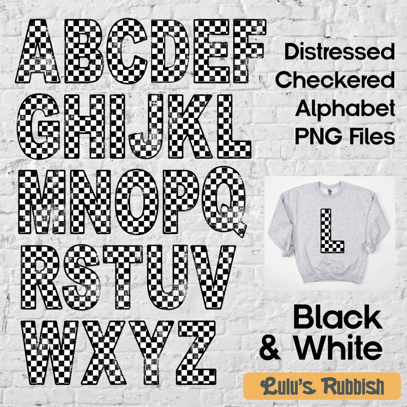 Checkered Alphabet Digital Download, PNG Design Digital Download ...