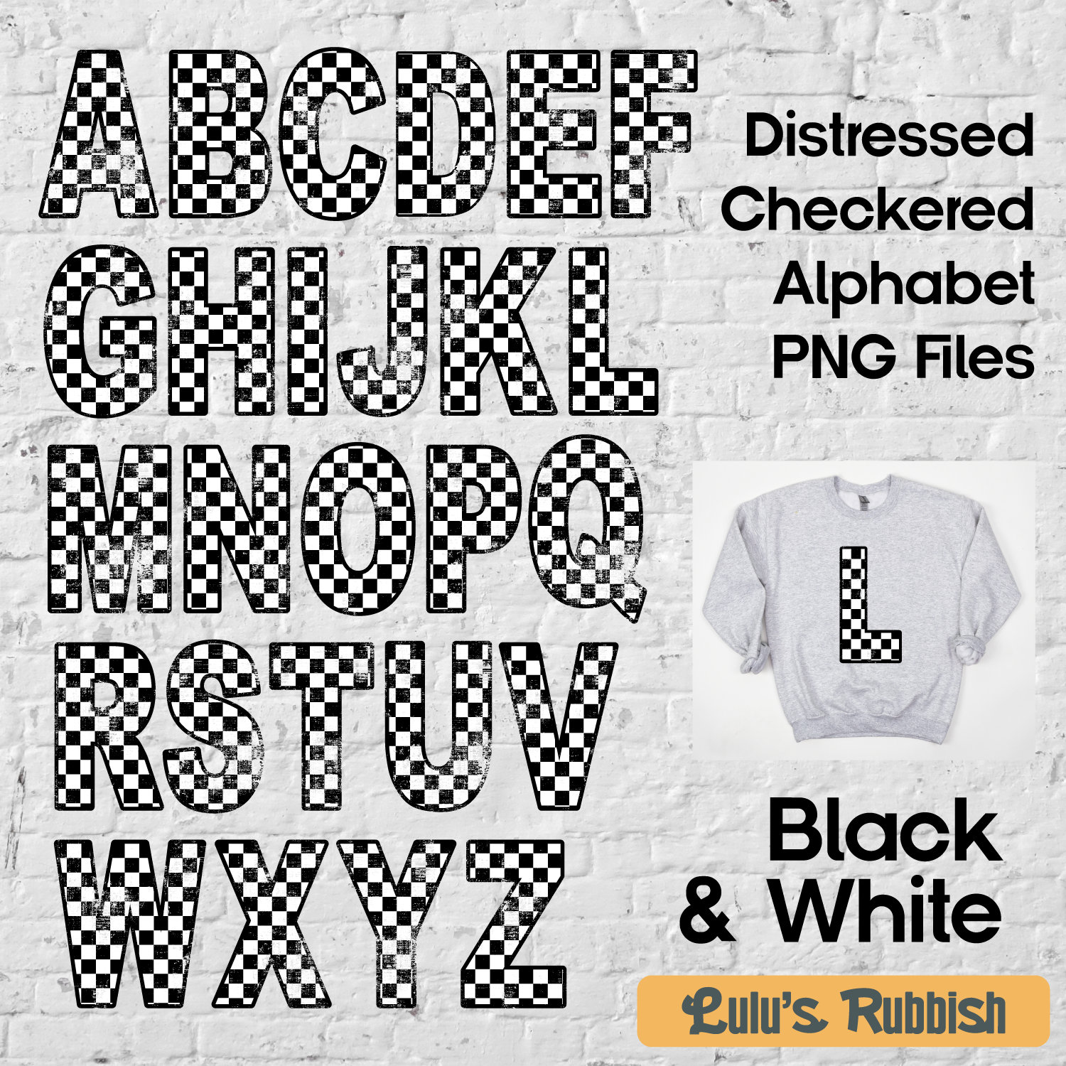 Checkered Alphabet Digital Download, PNG Design Digital Download ...