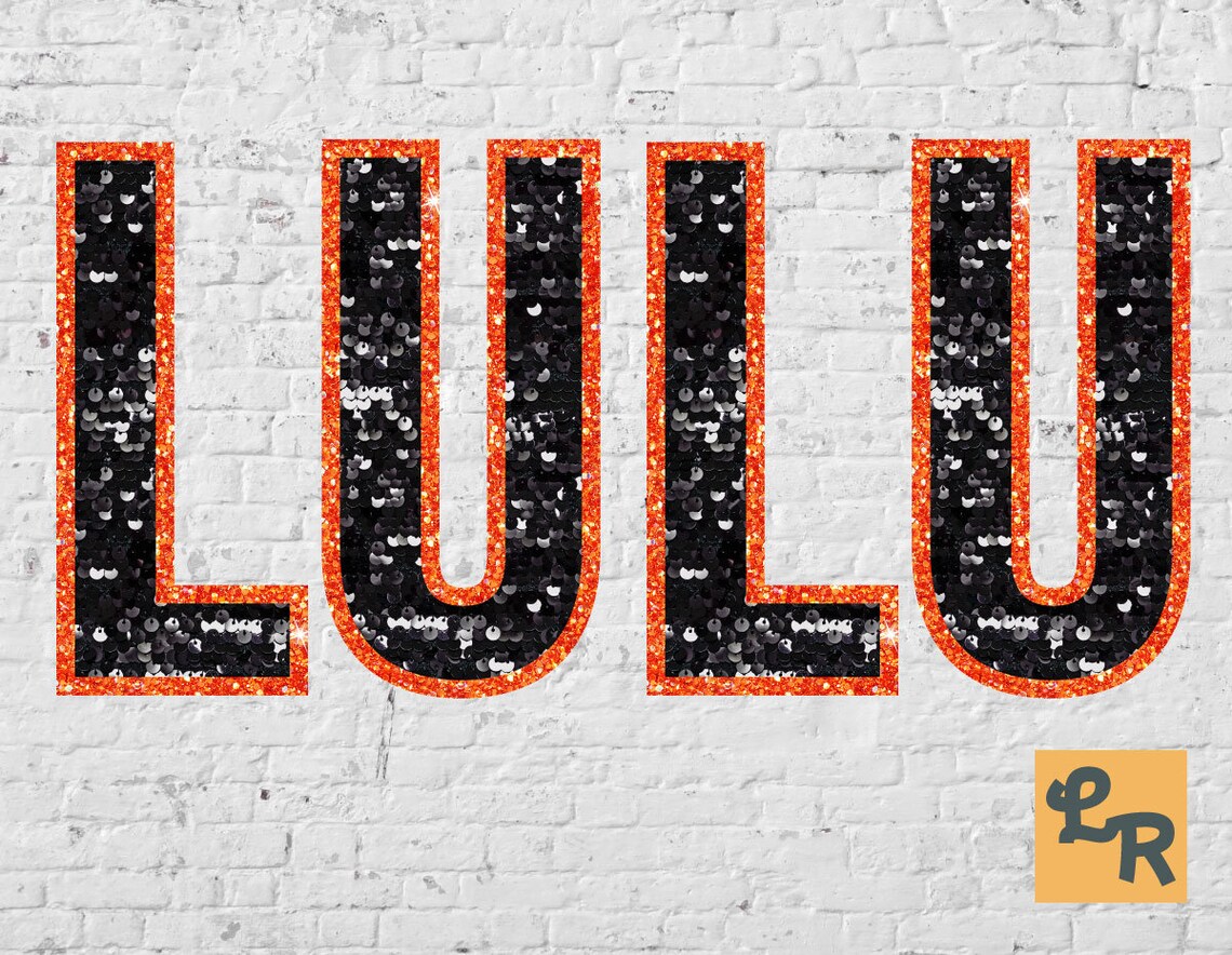 Glitter Alphabet Png - Black and ORANGE Alphabet - Png Print File for ...