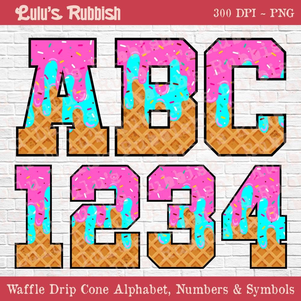 Ice Cream Drip Alphabet PNG: Pink & Blue Drippy Letters (digital ...