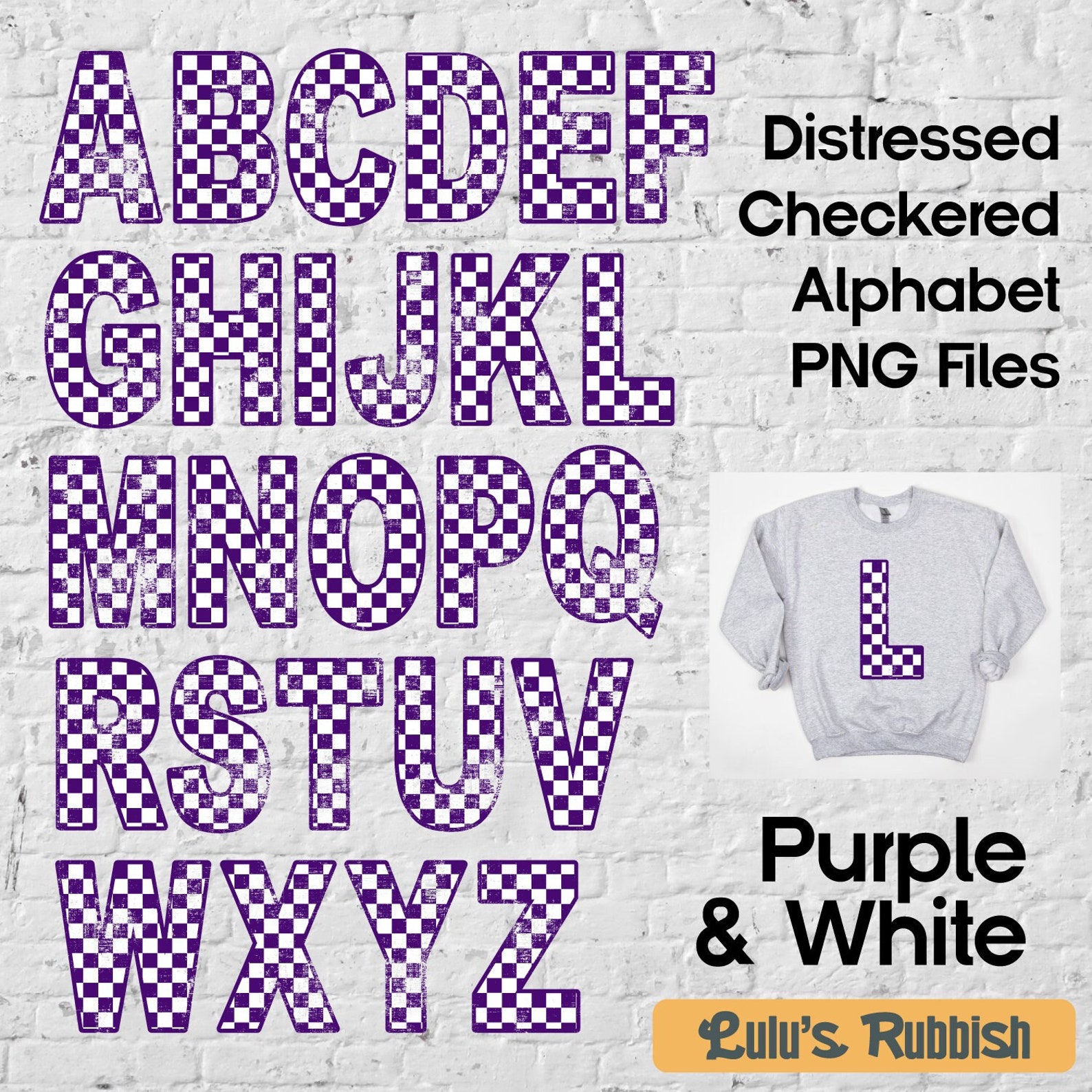Checkered Alphabet Digital Download, PNG Design Digital Download ...