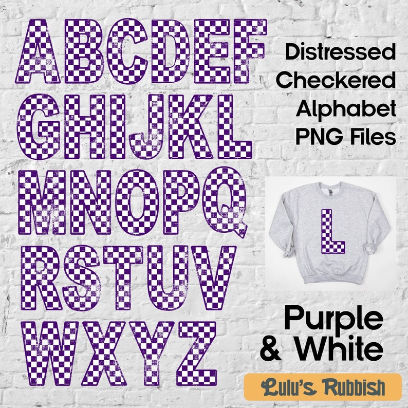 Checkered Alphabet Digital Download, PNG Design Digital Download ...