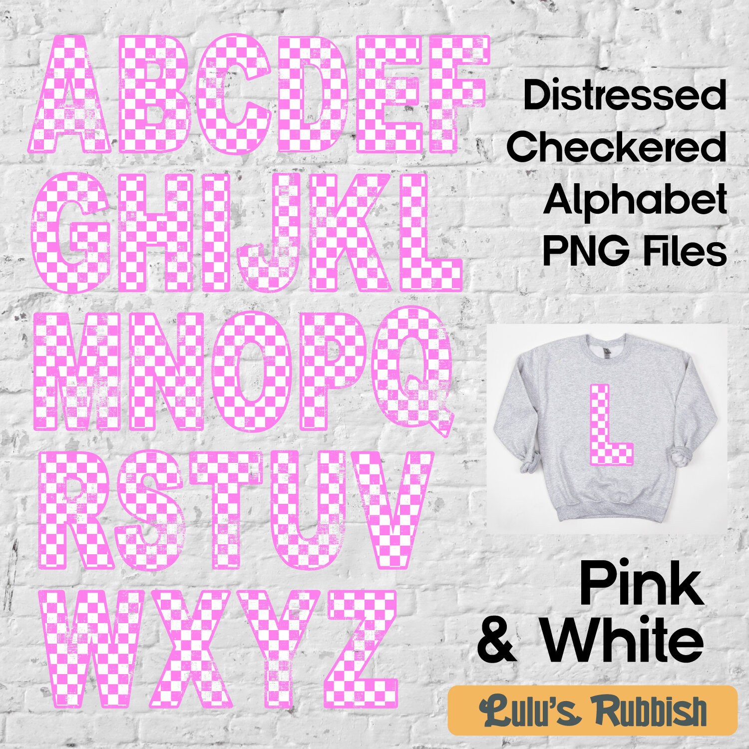 Checkered Alphabet Digital Download, PNG Design Digital Download ...