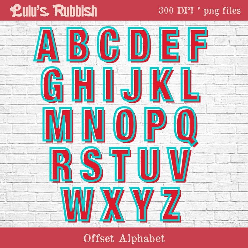 Offset Alphabet Set PNG, Offset Alpha, Colorful Font PNG, Instant ...