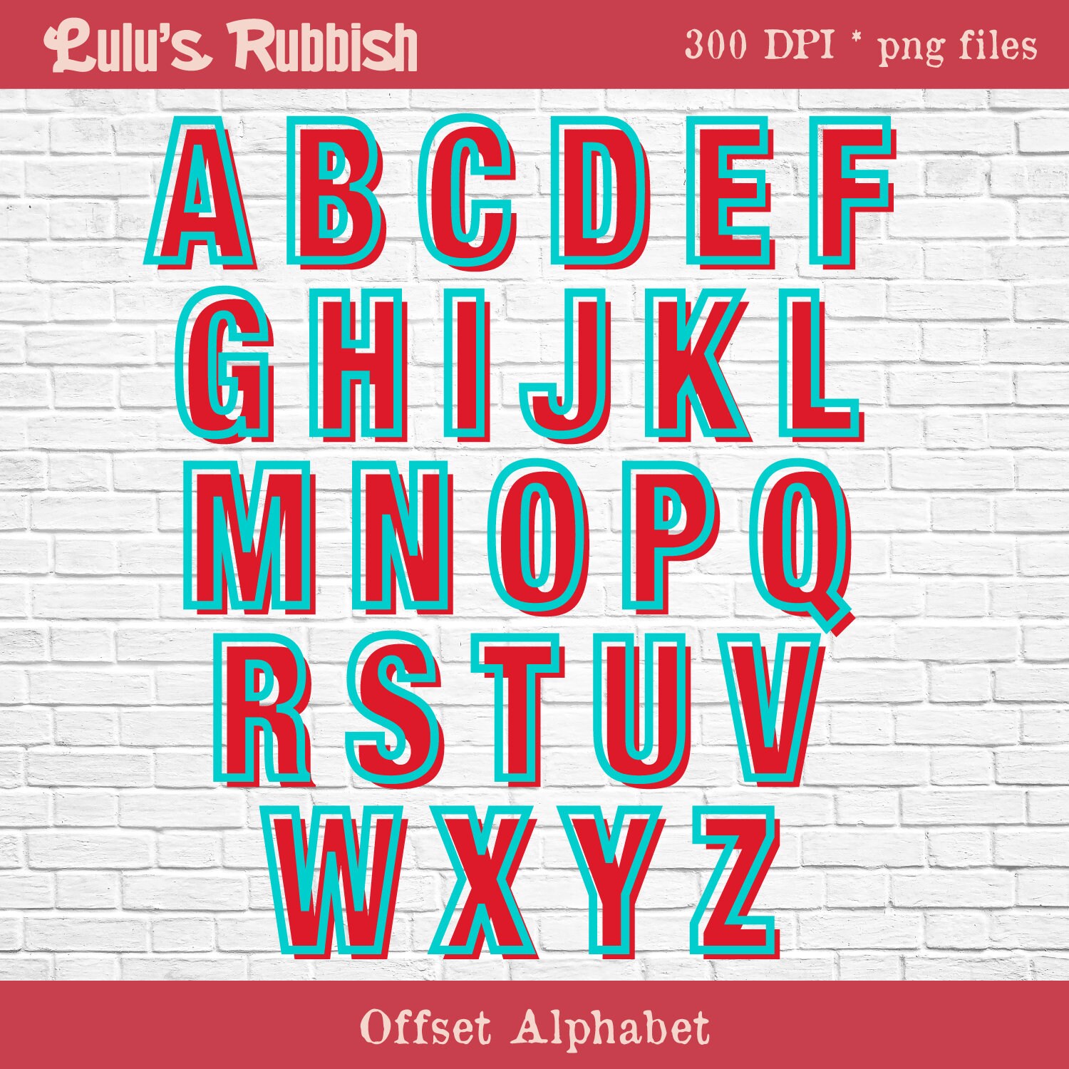 Offset Alphabet Set PNG, Offset Alpha, bunte Schrift PNG, Sofort ...