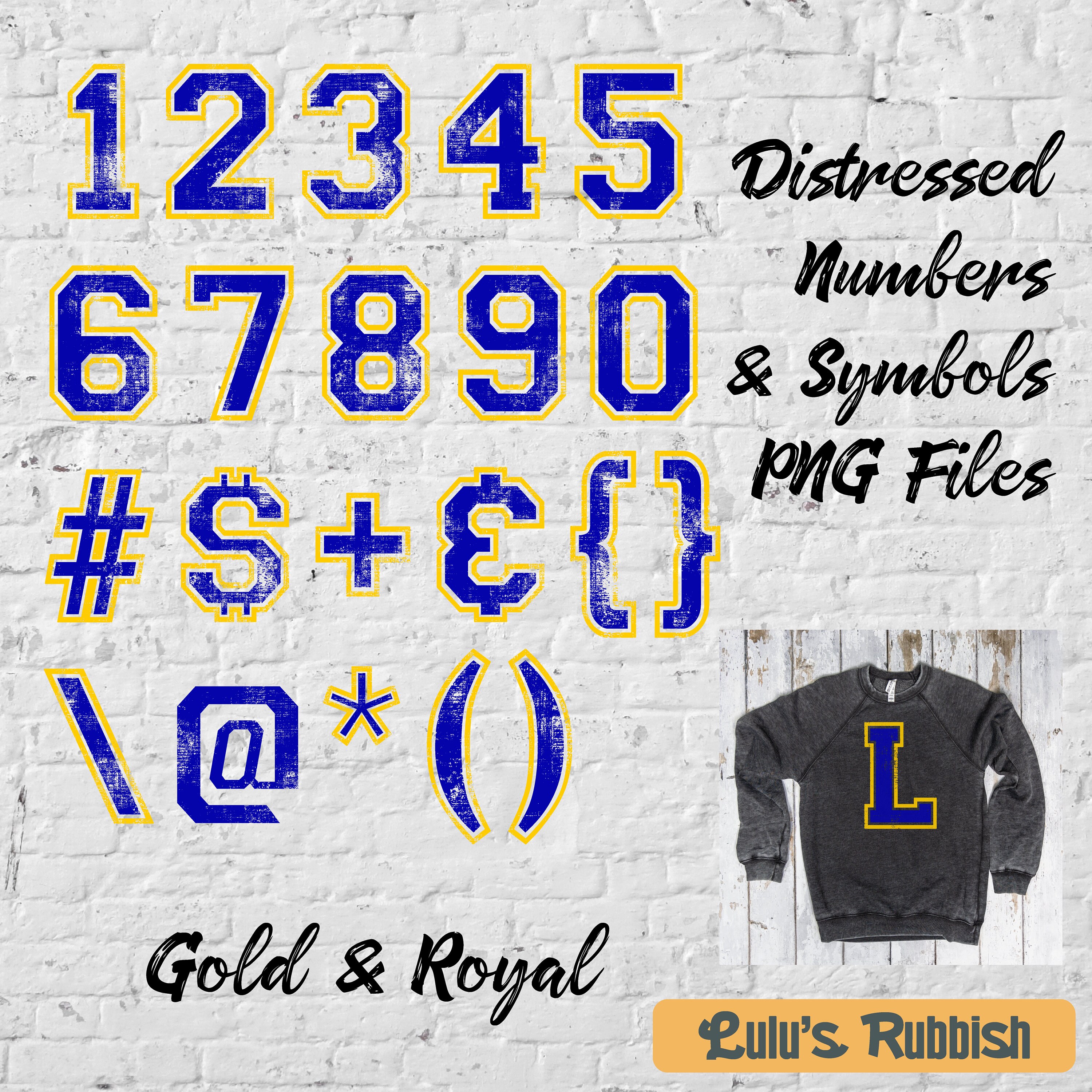 Varsity Distressed Alphabet Set Png, Gold & Royal Alphabet Set, Png ...