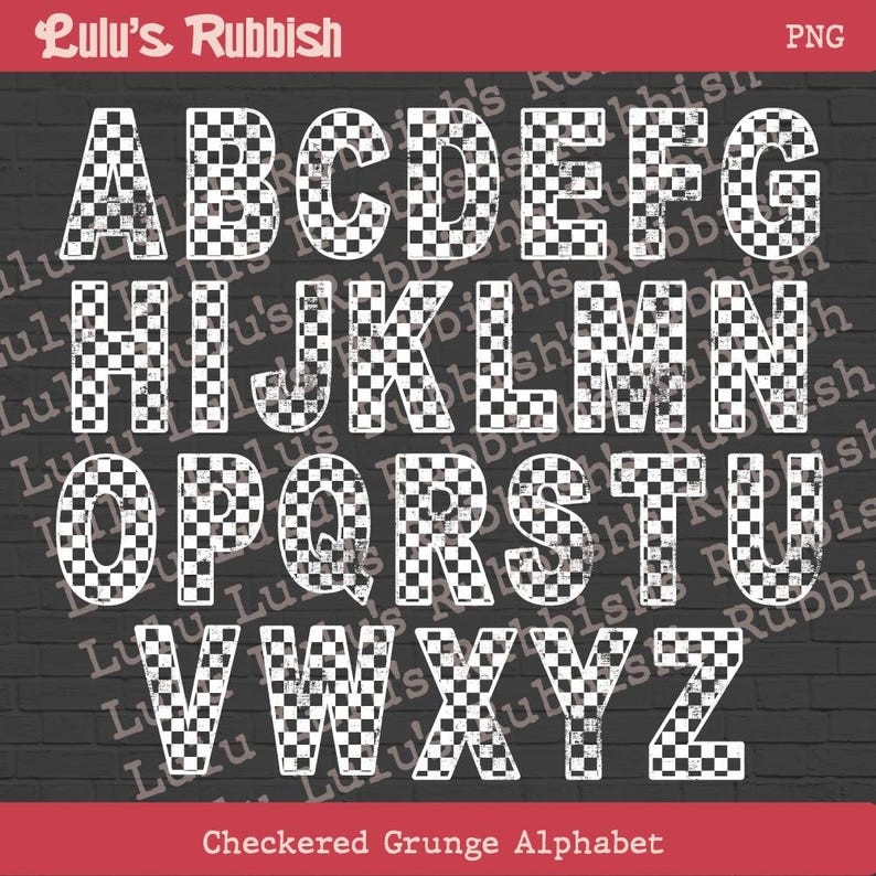 Checkered Alphabet PNG: Digital Art Download - Etsy