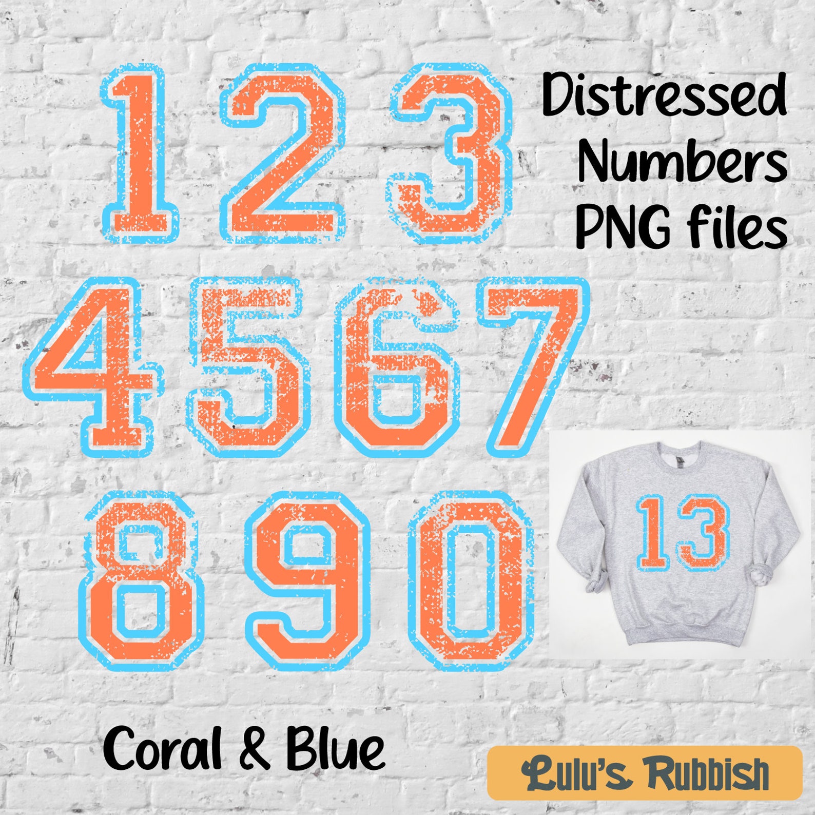 Distressed Alphabet Set Png, Coral & Blue Alphabet Set, Png Files ...