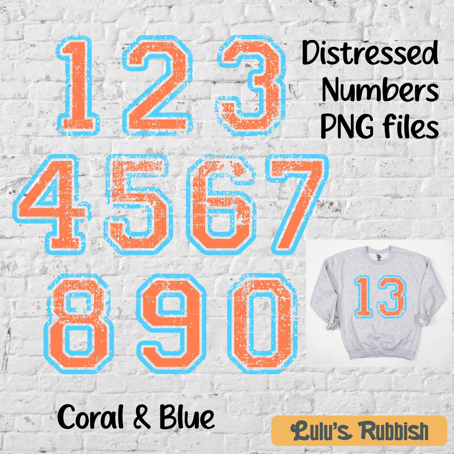 Distressed Alphabet Set Png, Coral & Blue Alphabet Set, Png Files ...