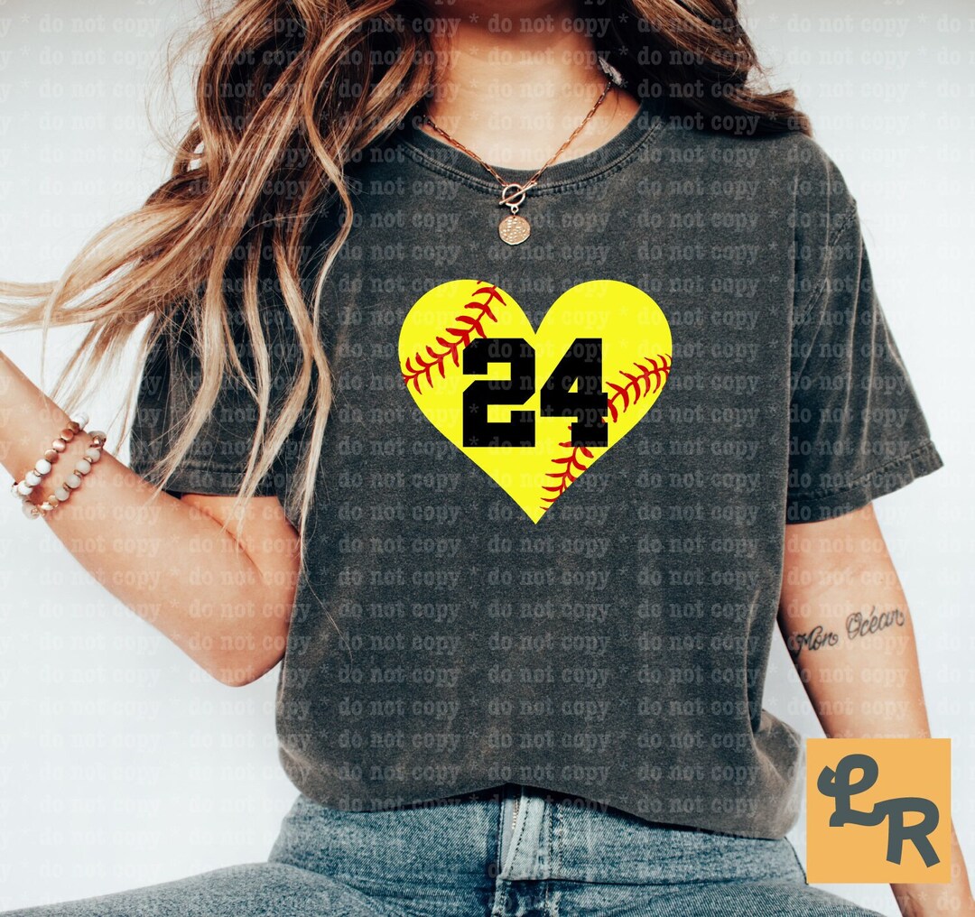 Softball Number 24 Png, Heart Softball Distressed Png Digital Download ...