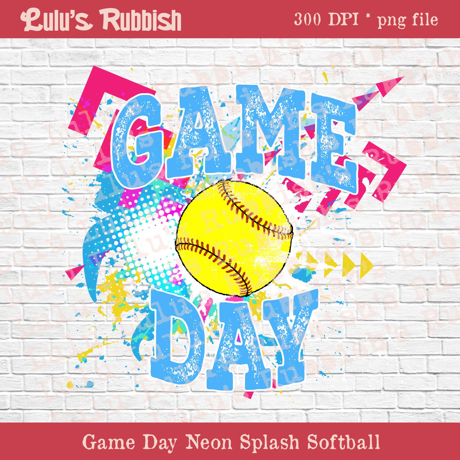 Game Day Neon Splash Softball Png, Softball Game Day Png, Game Day ...