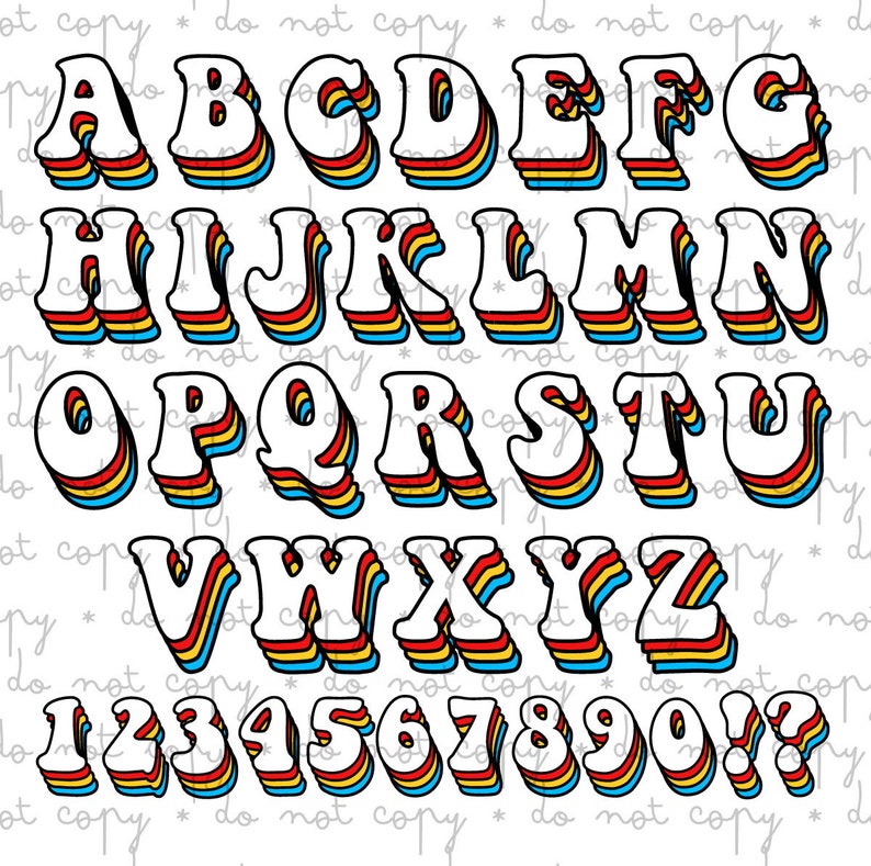 Groovy Retro Alphabet PNG, PNG Alphabet, Cute, Retro Bubble Letters ...
