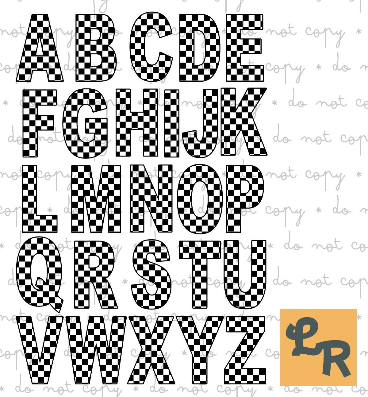 Checkered Alphabet Digital Download, PNG Design Digital Download ...