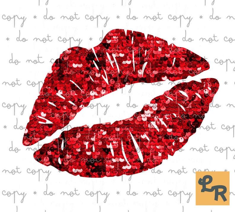 SEQUIN Bling Lips Png, Lips Kiss Valentine Design Digital Download, Red ...