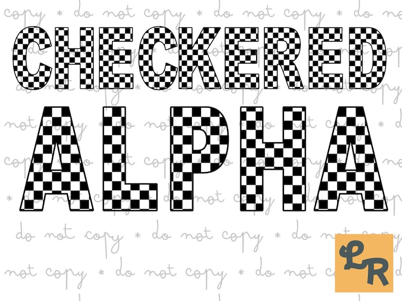 Checkered Alphabet Digital Download, PNG Design Digital Download ...