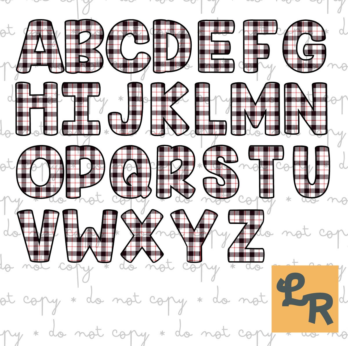 Plaid Alphabet Digital Download, Design Digital Download, Alphabet PNG ...