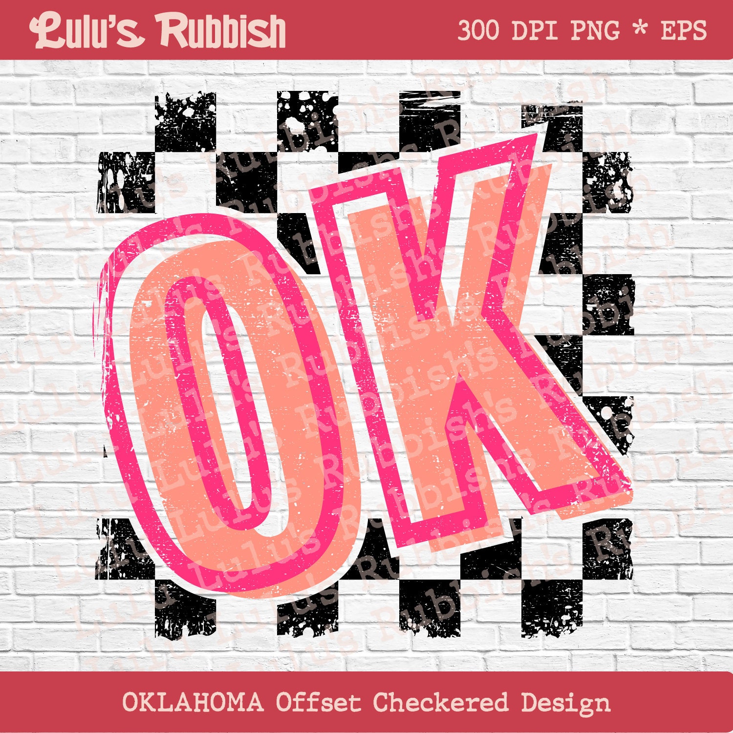 Oklahoma Checkered PNG, Distressed Game Day Design (digital Download ...