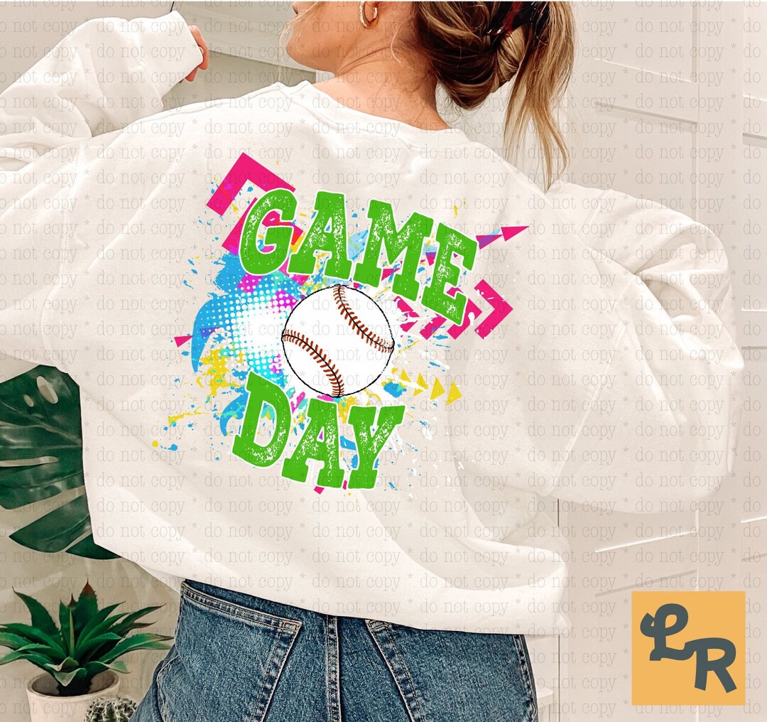 Game Day Neon Splash Baseball Png, Baseball Game Day Png, Game Day ...
