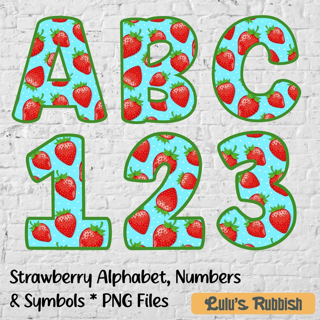 Strawberry Alphabet Digital Download, Strawberry Alphabet PNG Design ...