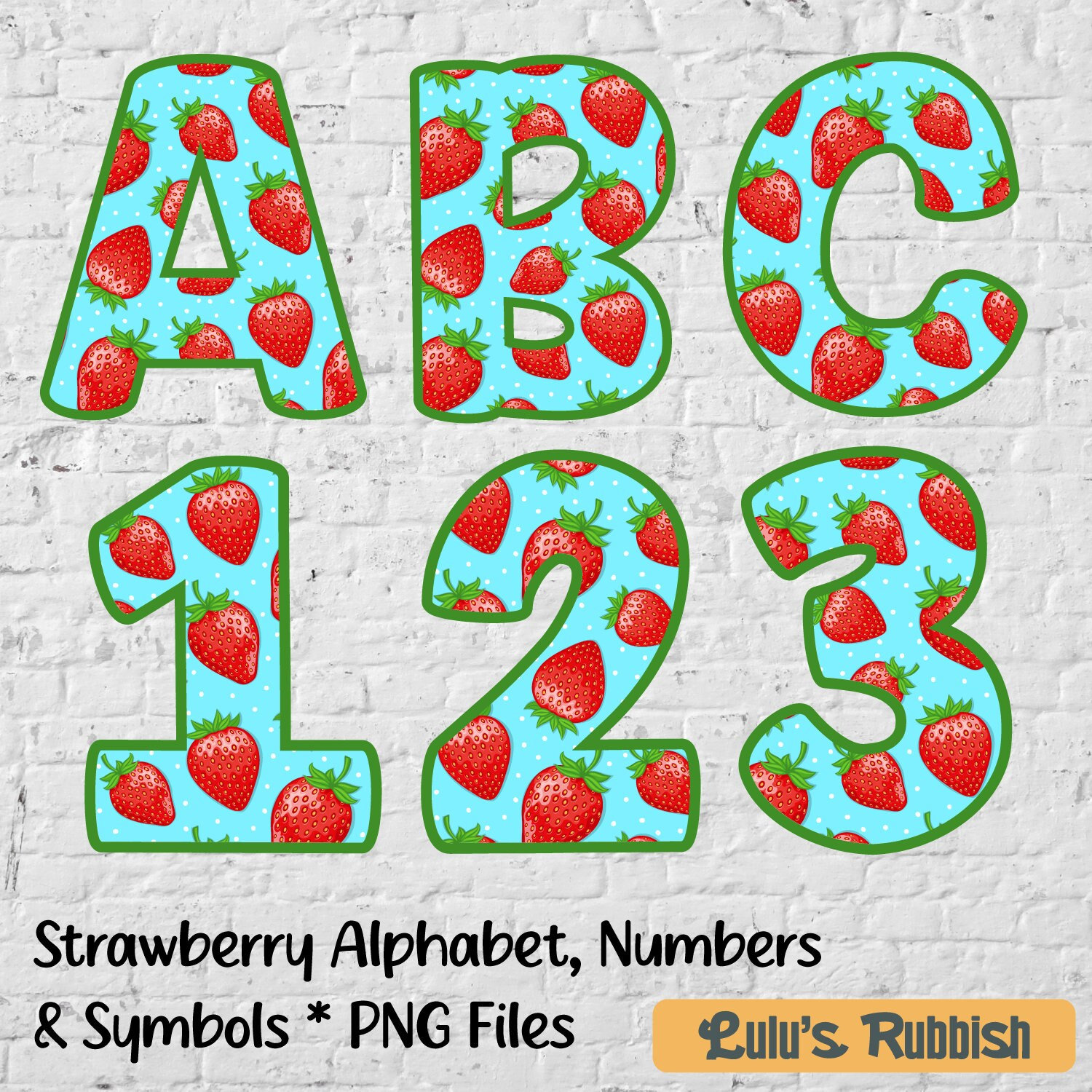 Strawberry Alphabet Digital Download, Strawberry Alphabet PNG Design ...