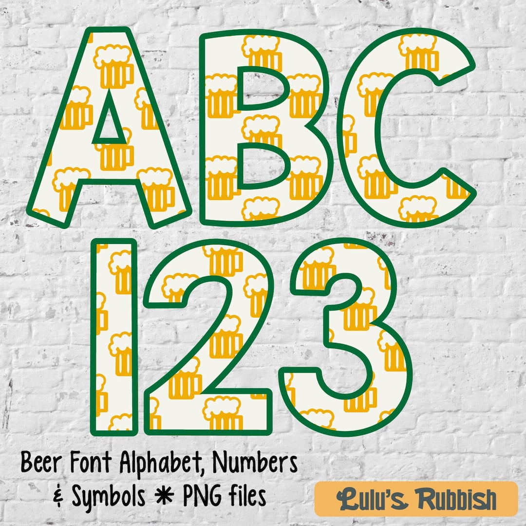 Beer Alphabet Digital Download, St Patricks Day Alphabet PNG Design ...