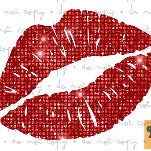 Red Diamond Bling Lips Png, Lips Kiss Valentine Design Digital Download ...