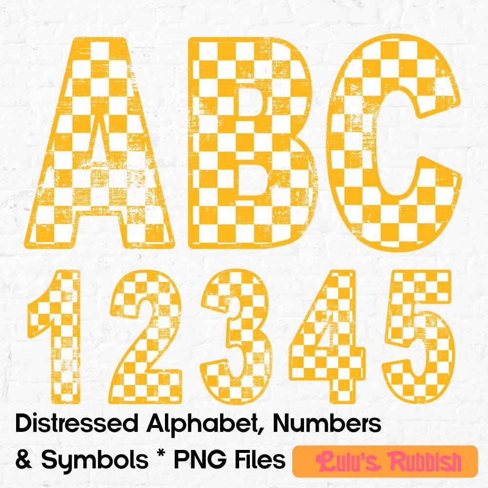 Checkered Alphabet Digital Download, Gold and White Alphabet Download ...