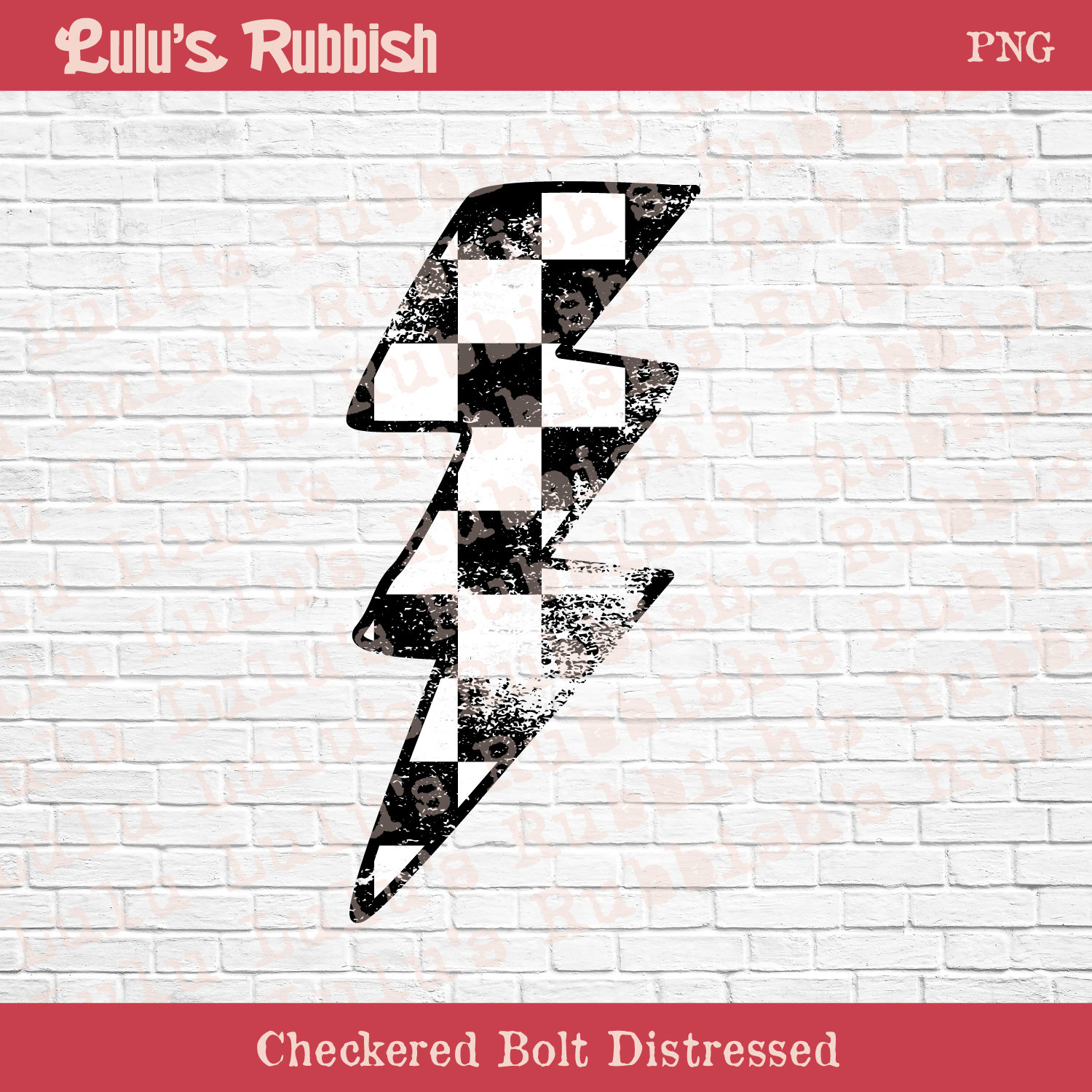 Checkered Lightning Bolt Png Svg, Checkered Design, Distressed ...
