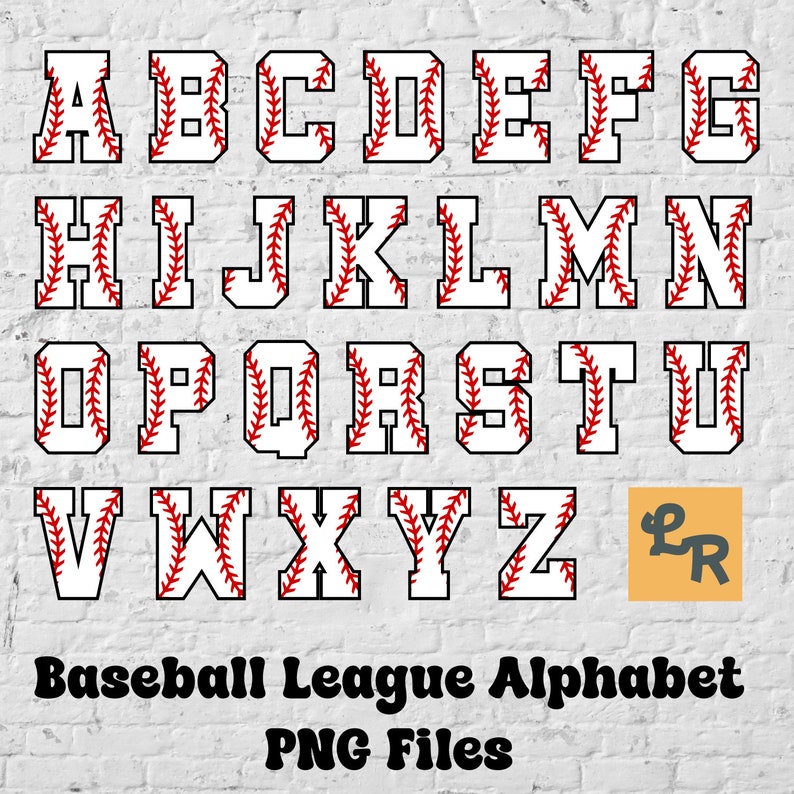 Baseball League Alphabet Digital Download, Baseball Alphabet PNG Design ...