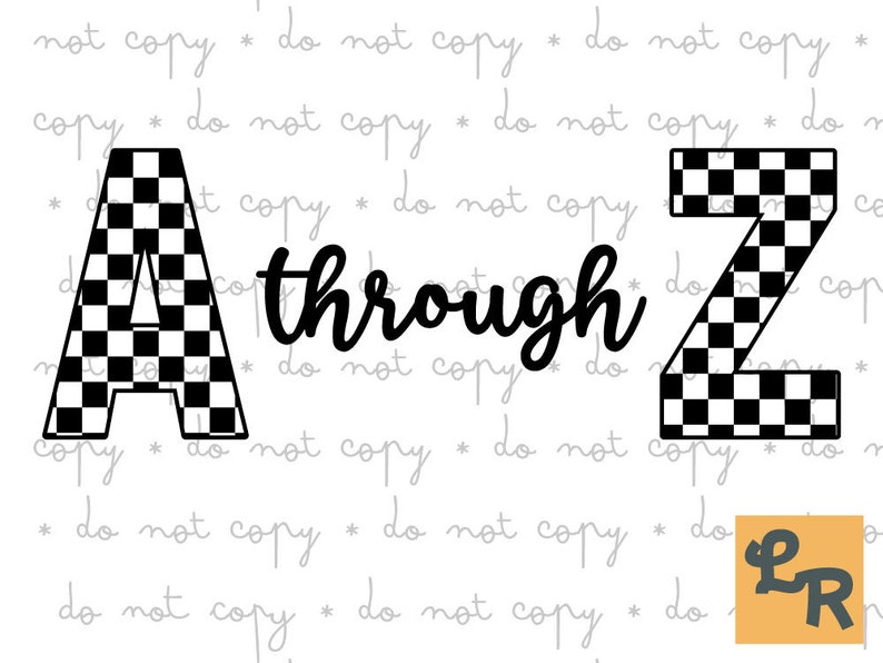 Checkered Alphabet Digital Download, PNG Design Digital Download ...
