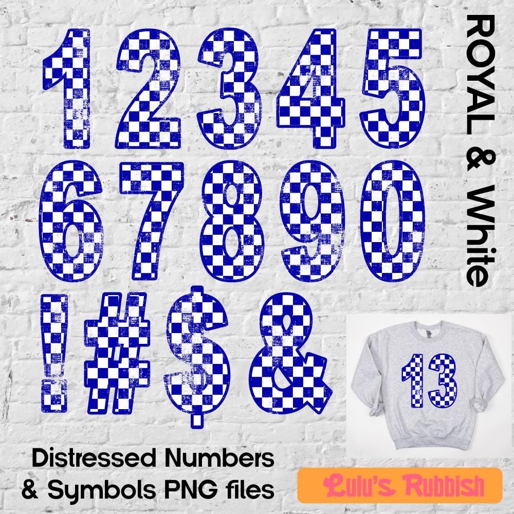 Checkered Alphabet Digital Download, Royal & White Alphabet Download ...