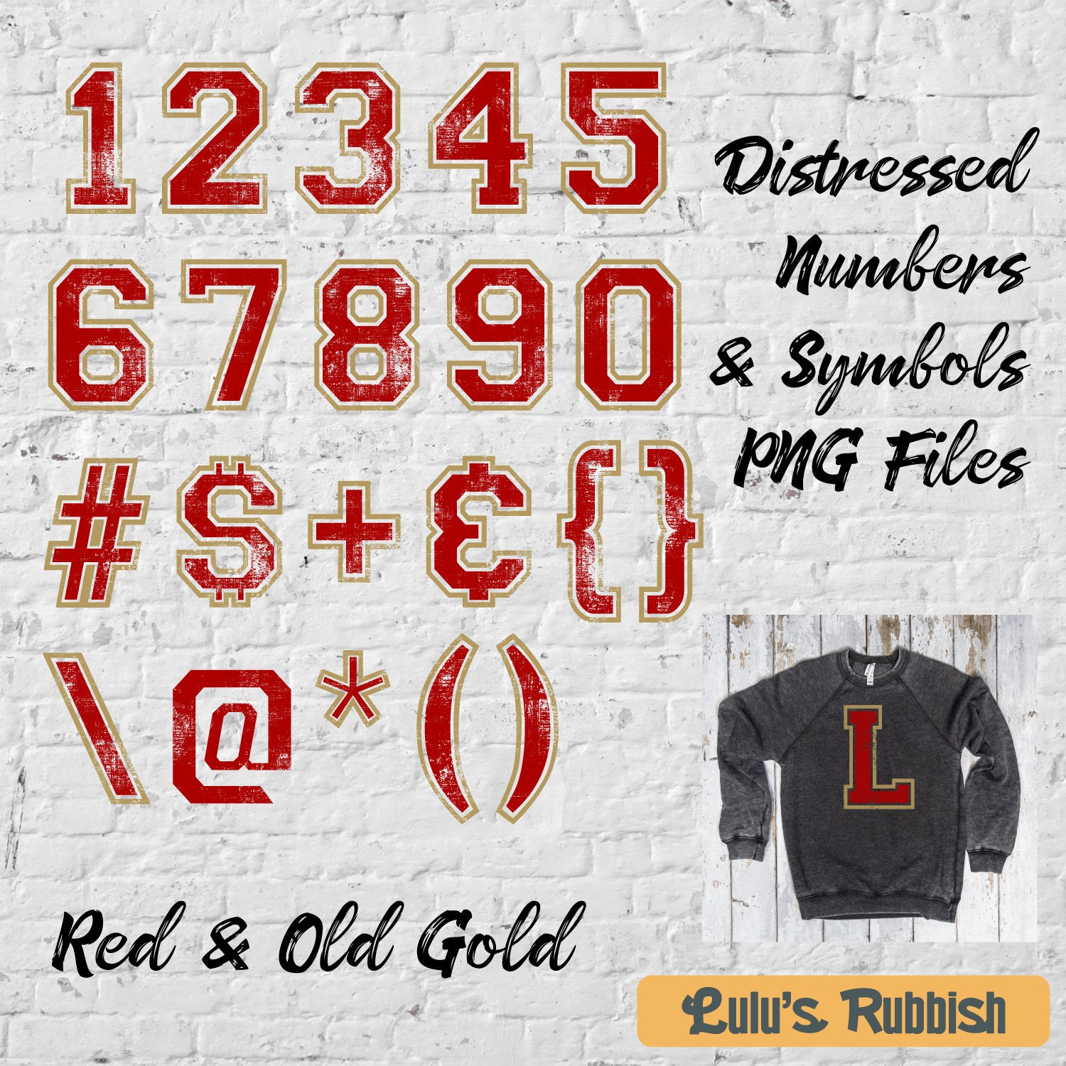 Varsity Distressed Alphabet Set Png, Red & Old Gold Alphabet Set, Png ...
