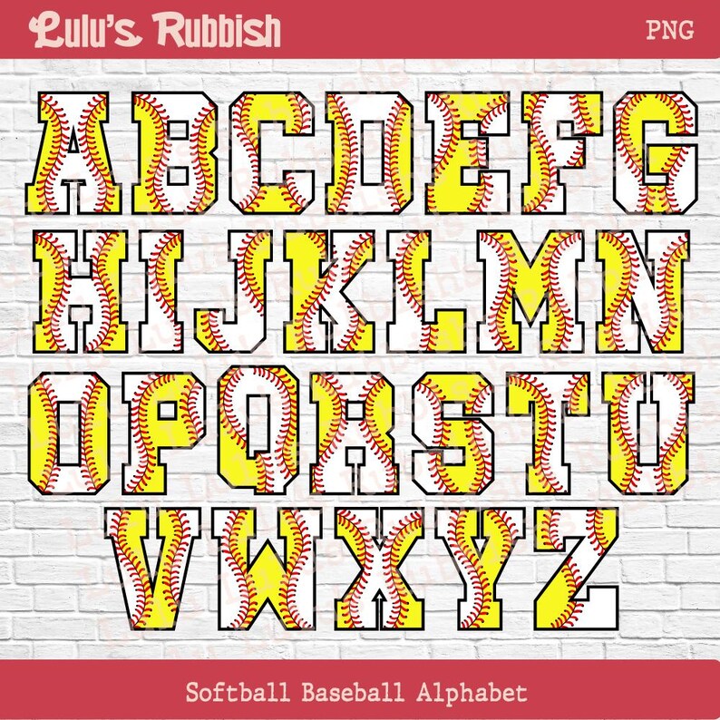 Baseball Softball Alphabet PNG: Varsity Font, Sports Letters (digital ...