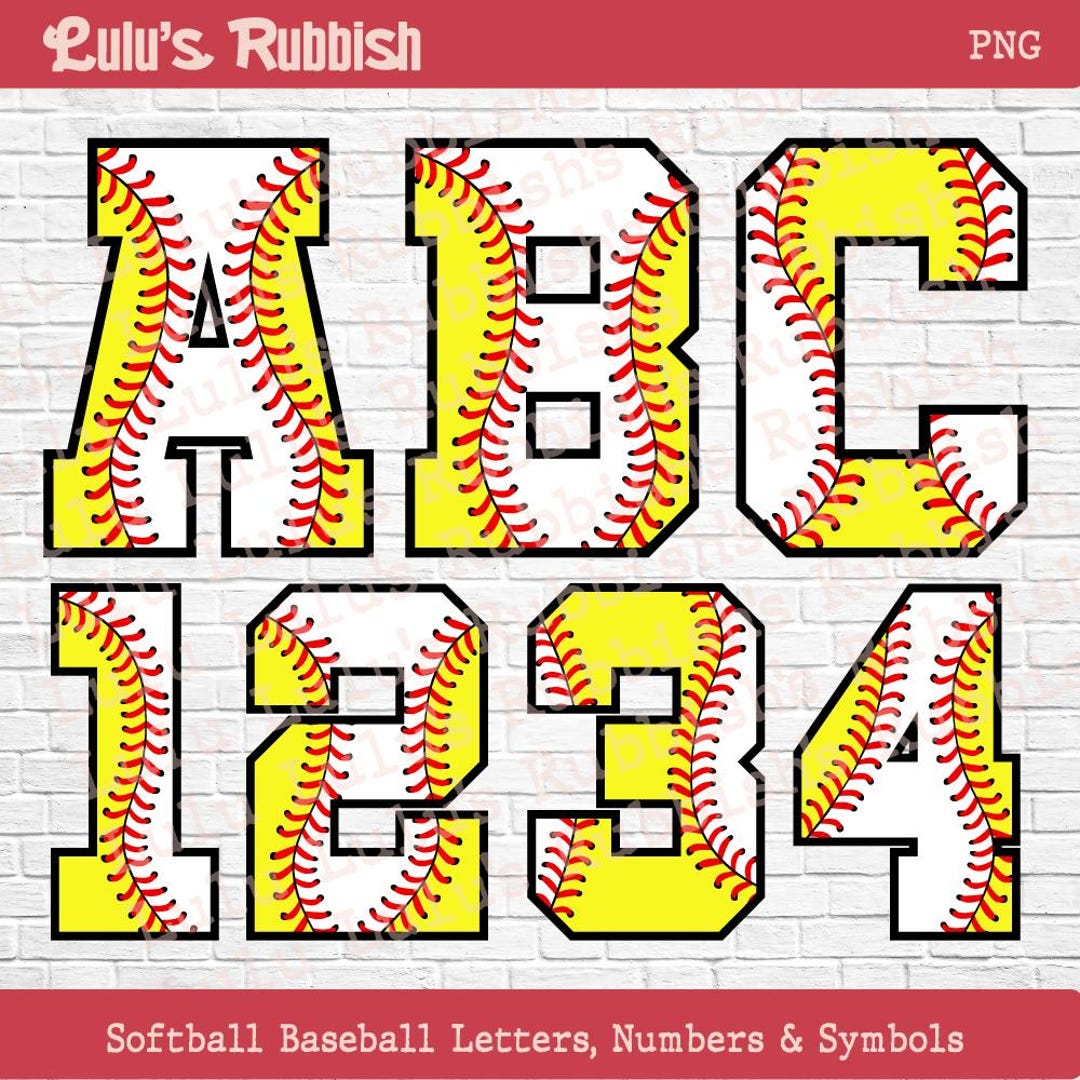 Baseball Softball Alphabet PNG: Varsity Font, Sports Letters (digital ...