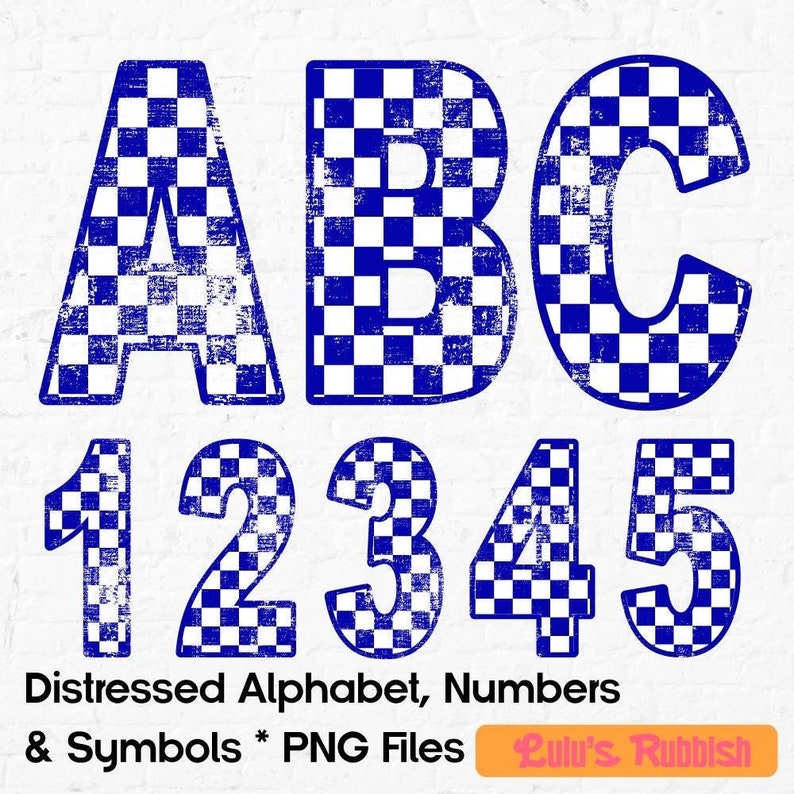 Checkered Alphabet Digital Download, Royal & White Alphabet Download ...