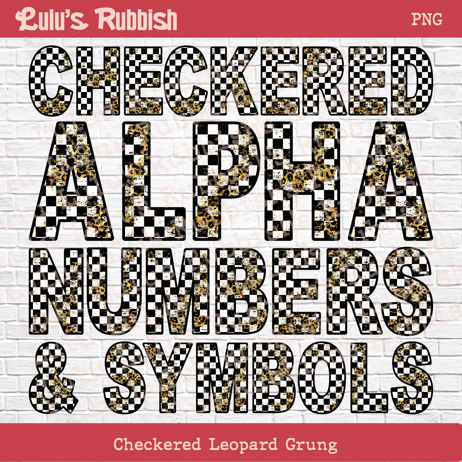 Checkered Alphabet Digital Download, Checkered Leopard Grunge Alphabet ...
