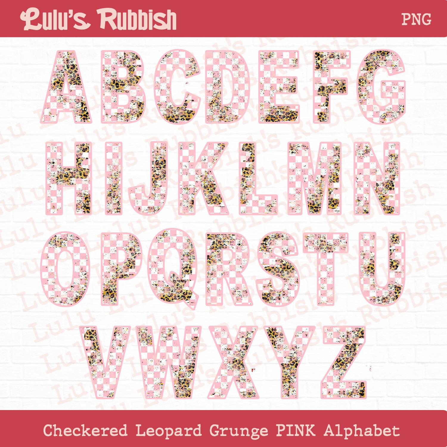 Checkered Alphabet Digital Download, Checkered Leopard Grunge Alphabet ...
