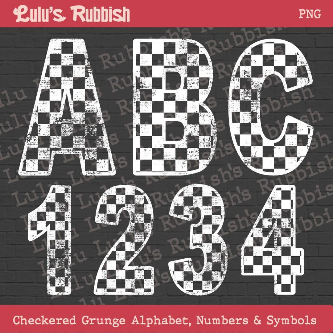 Checkered Alphabet PNG: Digital Art Download - Etsy