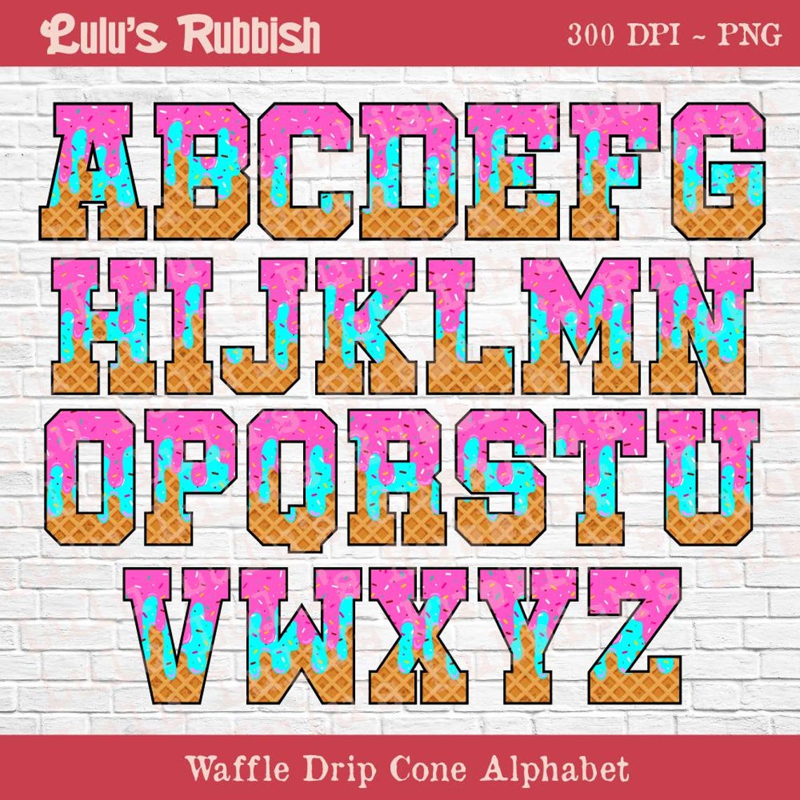 Ice Cream Drip Alphabet PNG: Pink & Blue Drippy Letters (digital ...