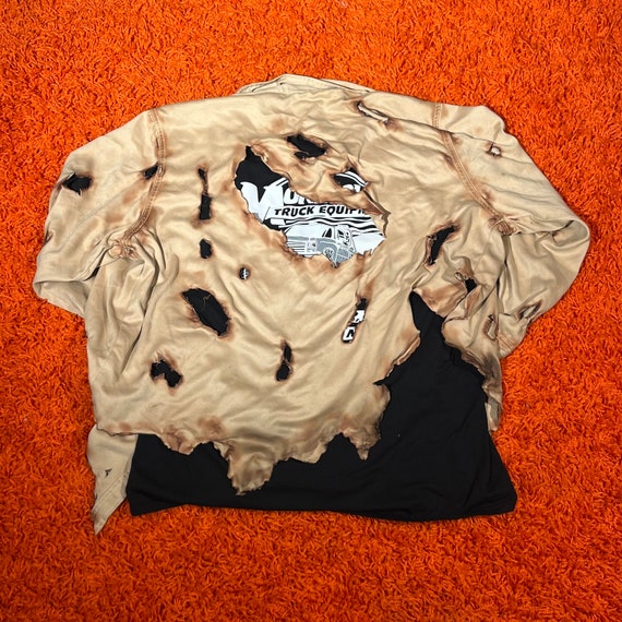 Deconstructed “Burnout” Suade Button Down Shirt (XL) - Gem