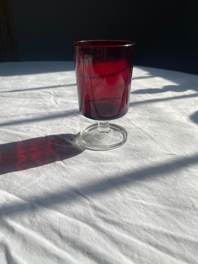 Luminarc Arcoroc Red Pedestal FRANCE Glasses - Set of 4 - Etsy