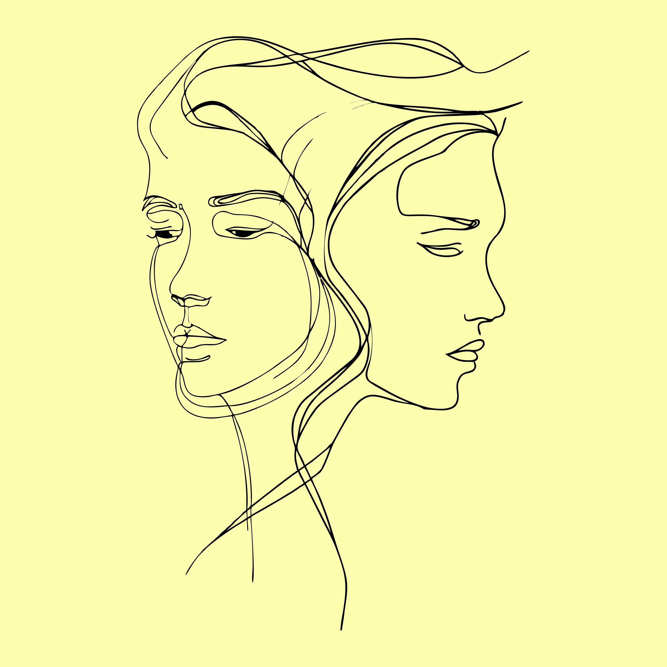Women Line Art Draw Pdf Eps Digital Print Etsy