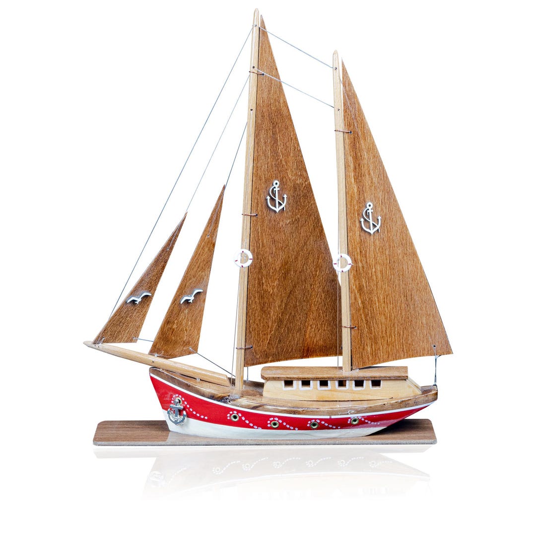 Wooden Ship With Wooden Sails Yacht Ship Model Modern Maritime ...