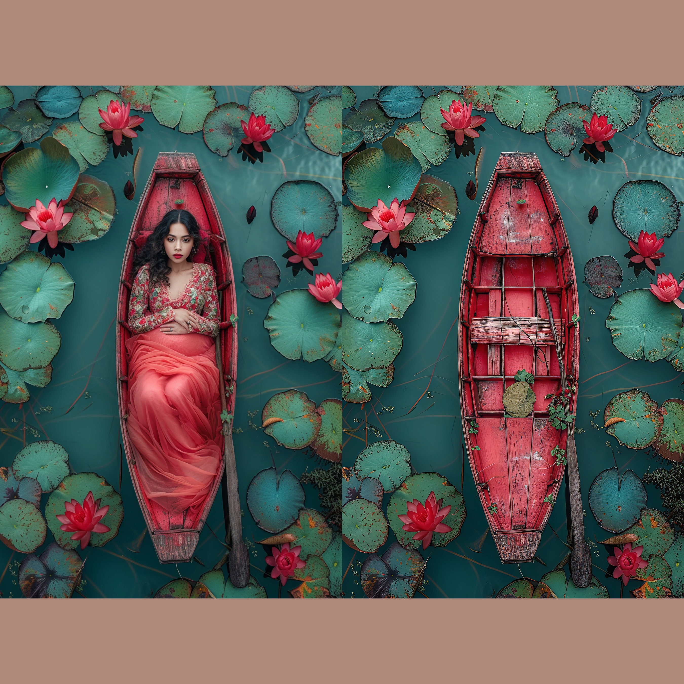 Lily Pond Boat Digital Backdrop Overlay for Portrait Photography ...