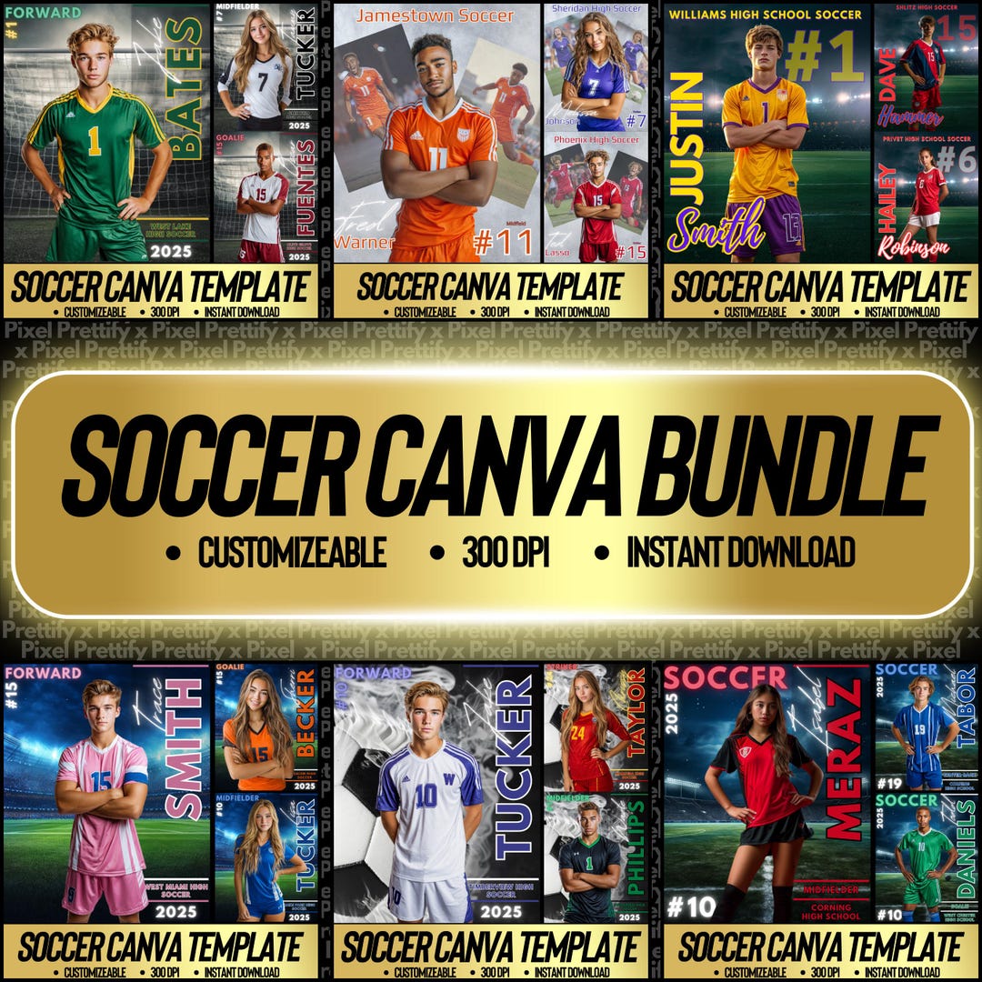 Soccer Canva Poster Template BUNDLE | Custom Soccer Banner, Soccer ...