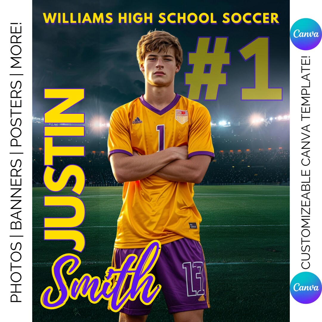 Soccer Poster & Banner Canva Template | Editable Digital Soccer ...
