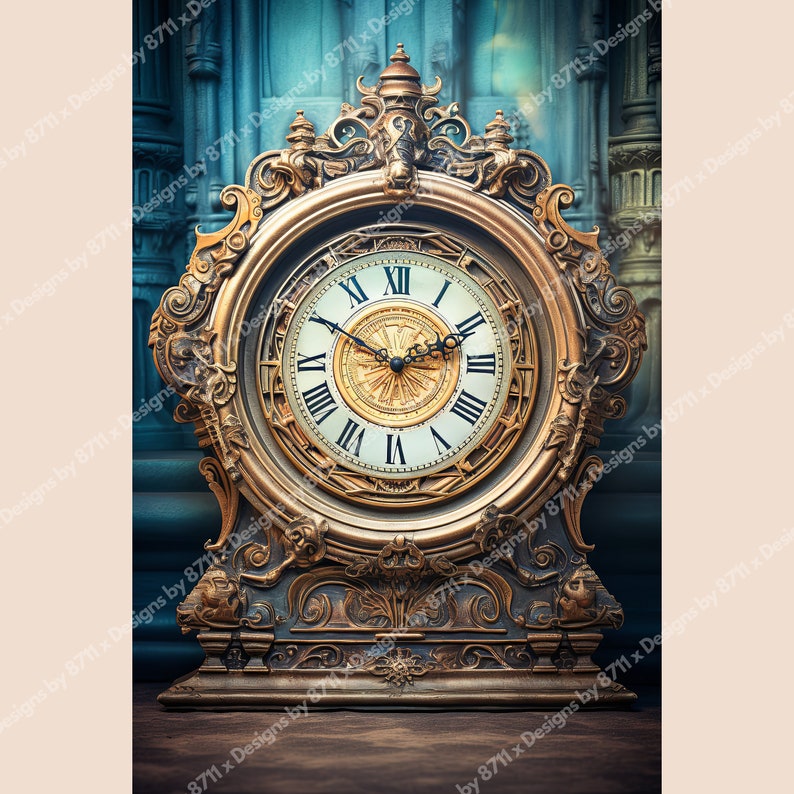 Ornate Clock Digital Backdrop, Maternity Backdrop Overlays, Studio ...